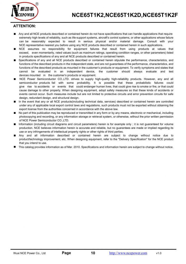 NCE65T1K2F datasheet page 10