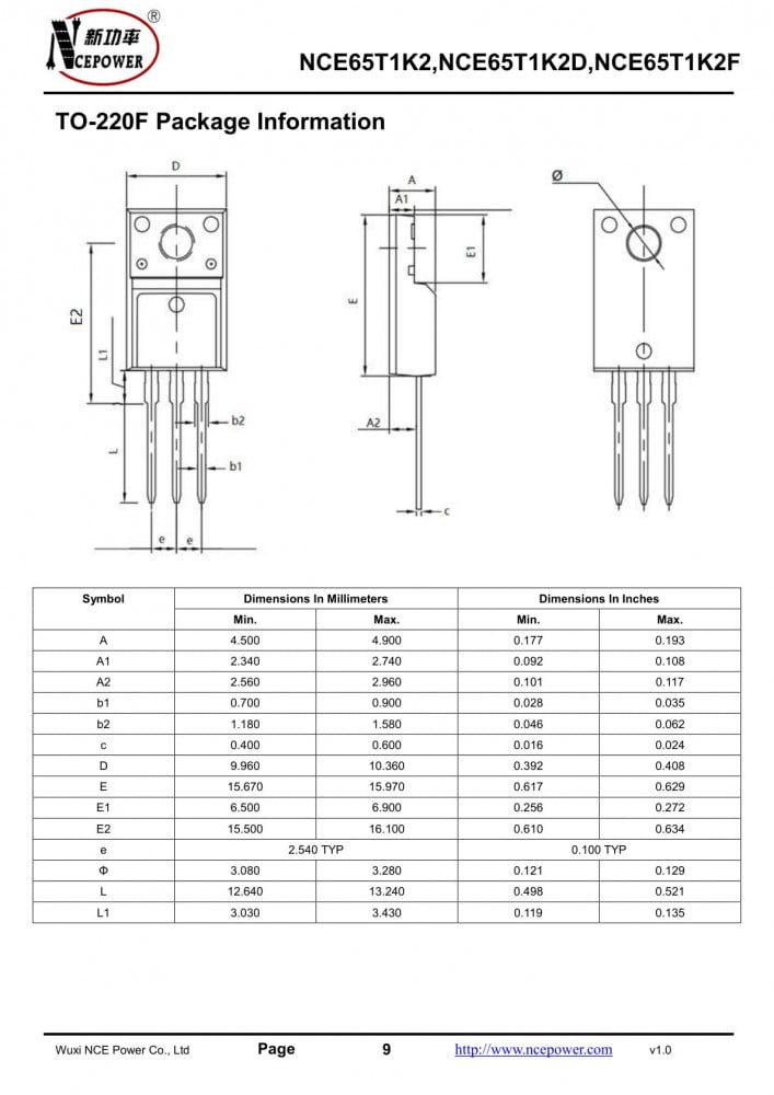 NCE65T1K2F datasheet page 9