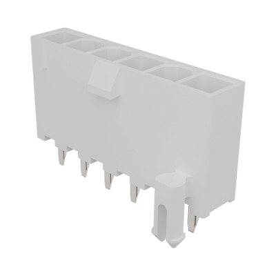 Mini-Fit Jr. Vertical Header, 4.20mm Pitch, Dual Row, 6 Circuits, with Snap-in Plastic Peg PCB Lock, PA Polyamide Nylon 6/6 94V-2, Matte Tin, Natural for sale