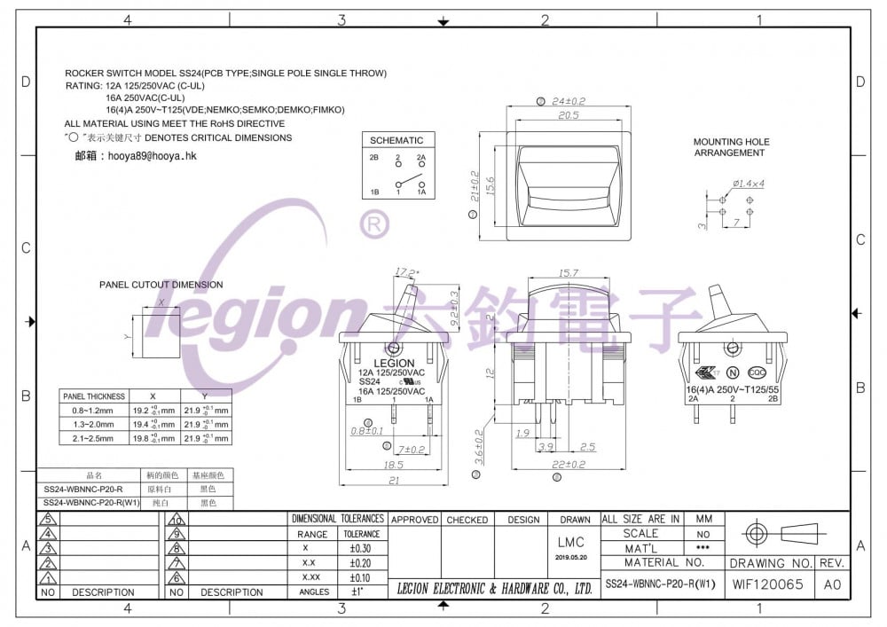 Legion SS24-WBNNC-P20-R(W1) technical document
