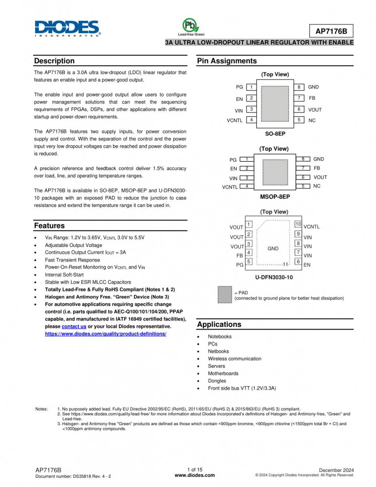 AP7176B datasheet page 1