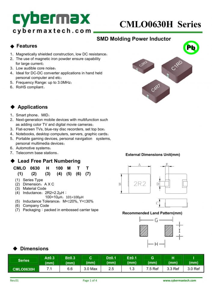 CMLO0630H3R3MTT datasheet page 1