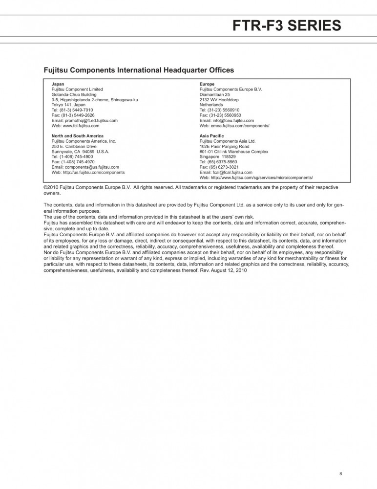 FTR-F3 datasheet page 8