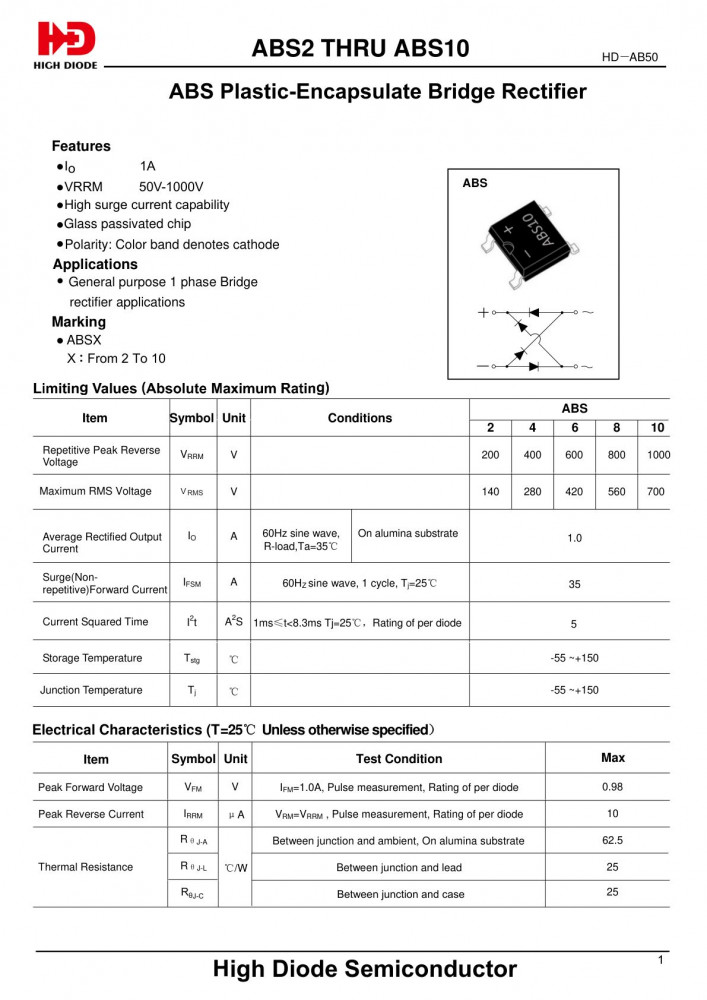 ABS10 datasheet page 1