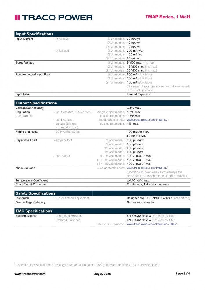 TMAP series datasheet page 2