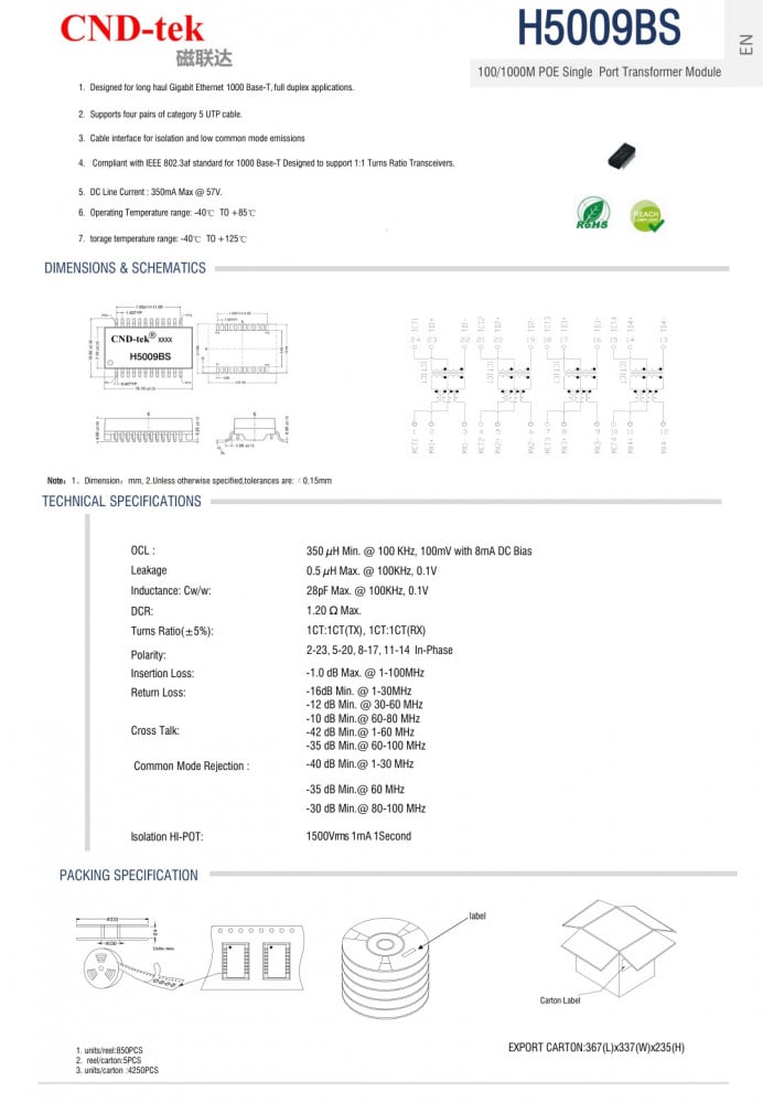 H5009BS technical document preview