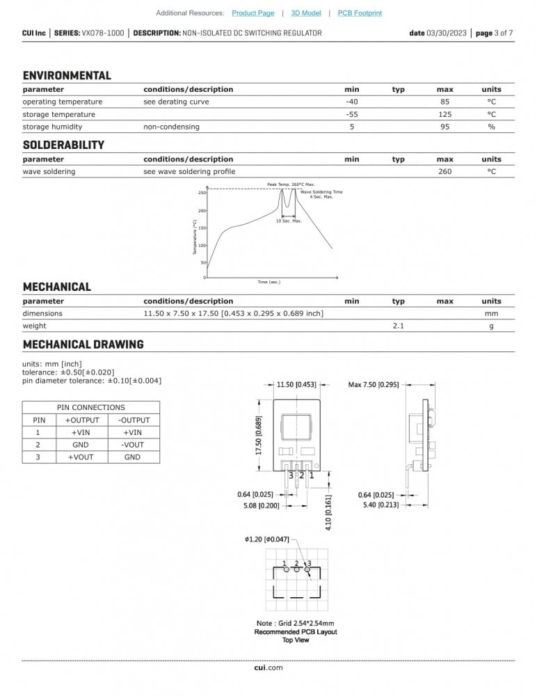 CUI VXO7803-1000 datasheet page 3