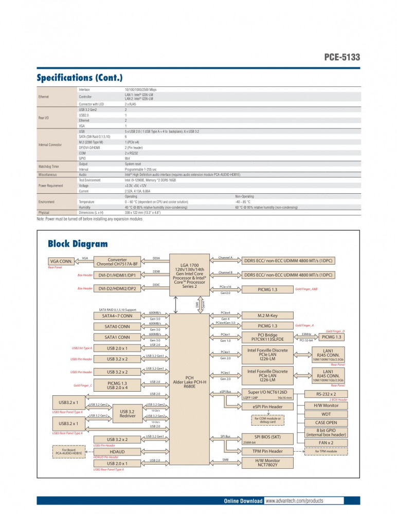 PCE-5133 technical document page 2