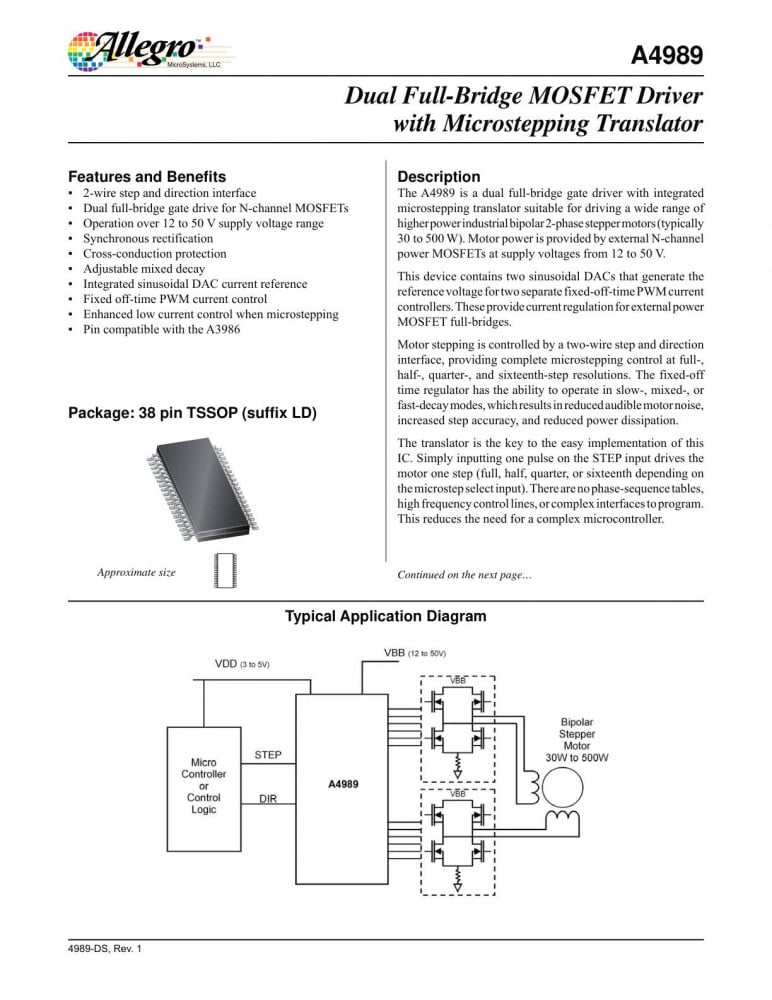 A4989 datasheet page 1