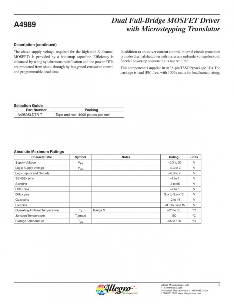 A4989 datasheet page 2