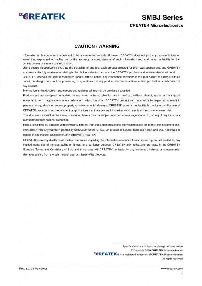 CREATEK SMBJ series datasheet page 7