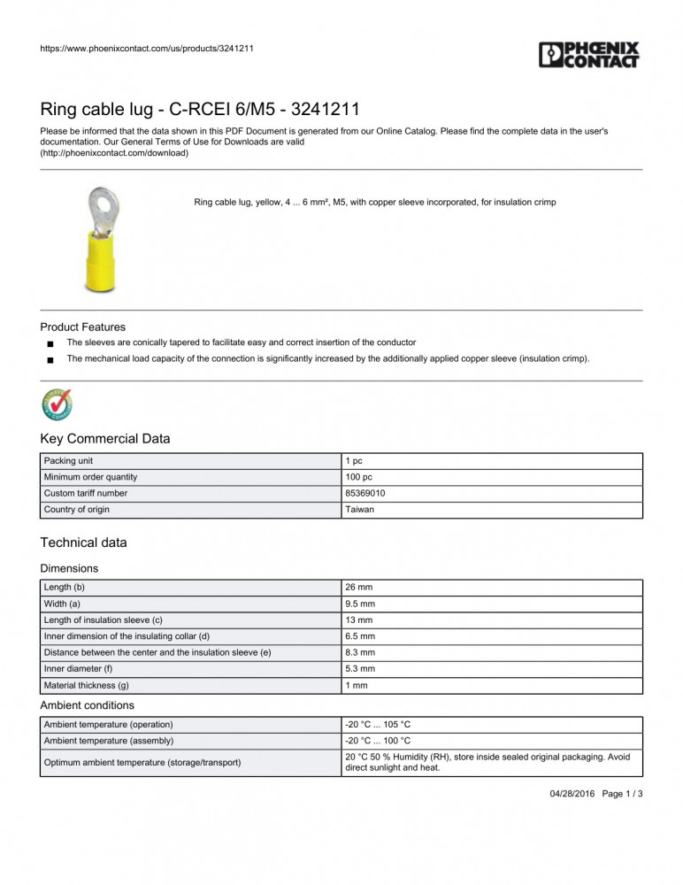 Phoenix Contact 3241211 product document page 1