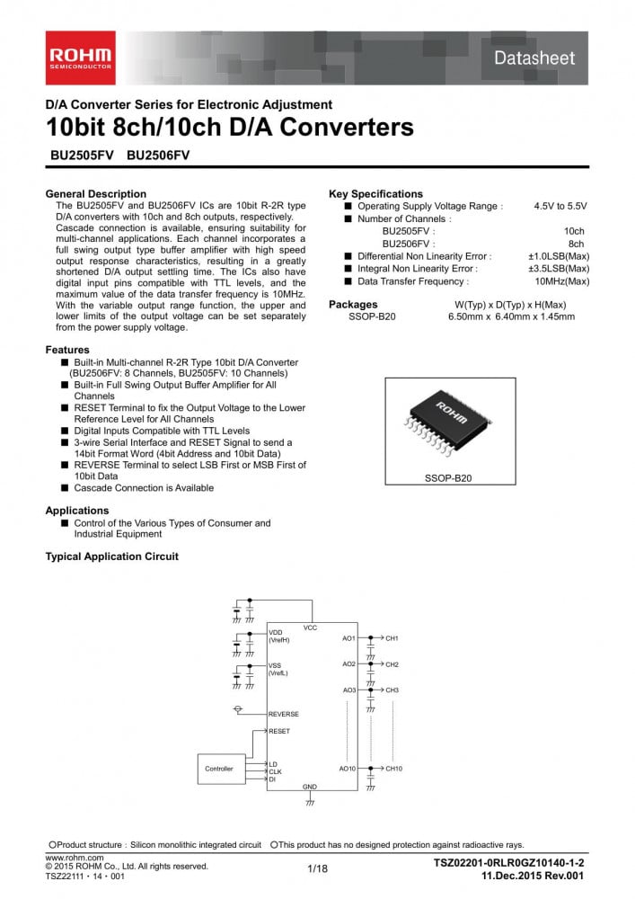 BU2505FV-E2 datasheet page 1