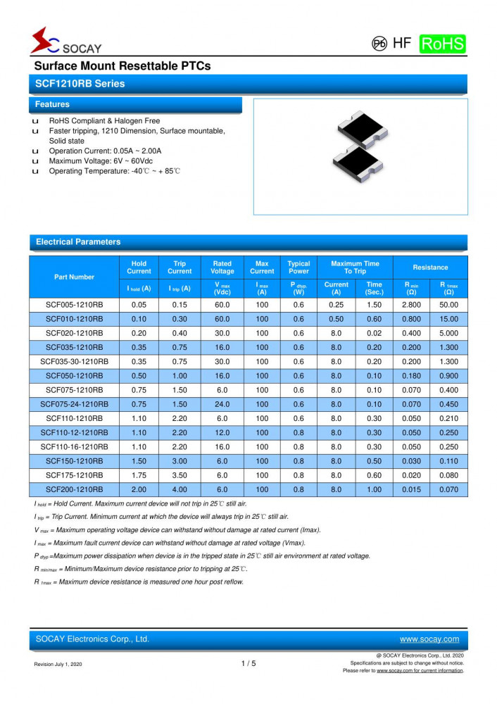 SCF1210RB datasheet page 1