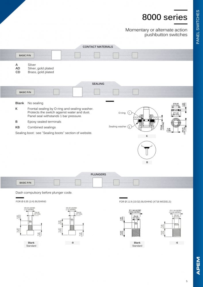 APEM 8000 series datasheet page 5