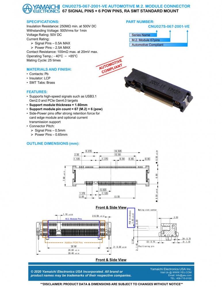 Yamaichi CNU027S-067-2001-VE technical document page 1
