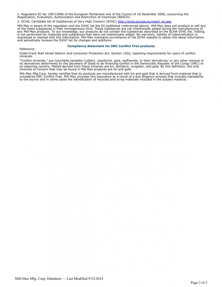 Mill-Max 2333 series technical document page 2