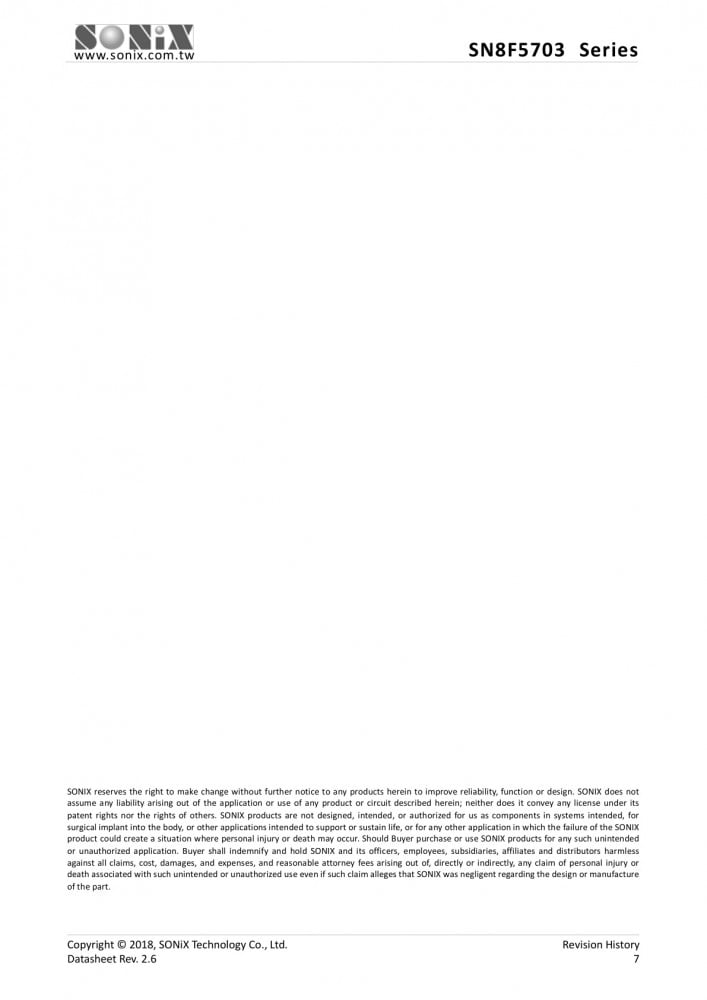 SN8F5703 datasheet page 7
