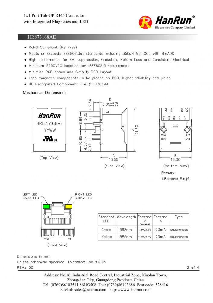 HR873168AE datasheet page 2