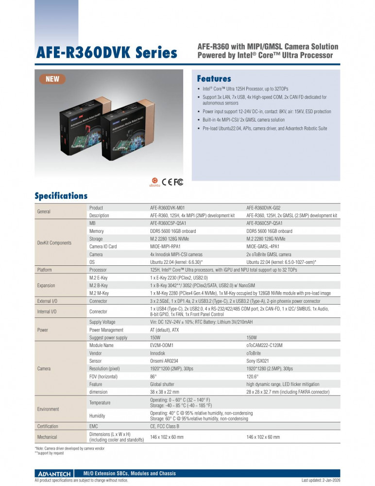 AFE-R360DVK Series technical document, page 1