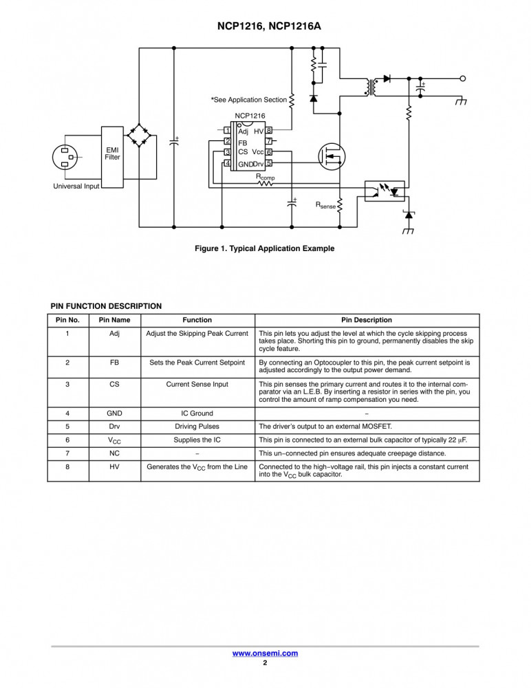 NCP1216A datasheet page 2