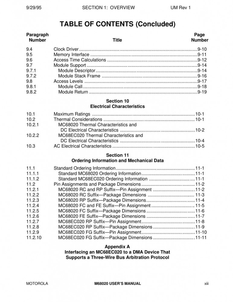 MC68EC020 manual page 9