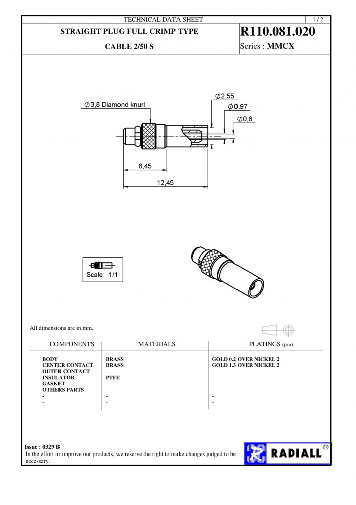 Radiall R110081020 datasheet page 1
