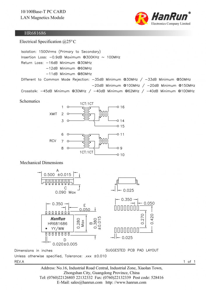 HR681686 electrical specification and schematic documentation