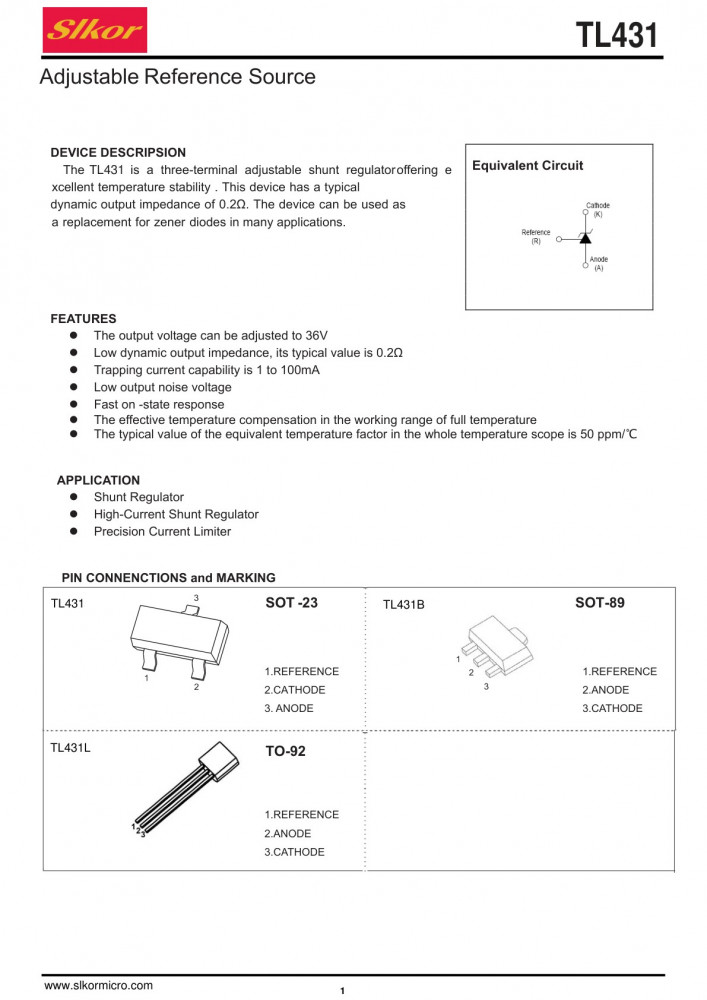 TL431L datasheet page 1