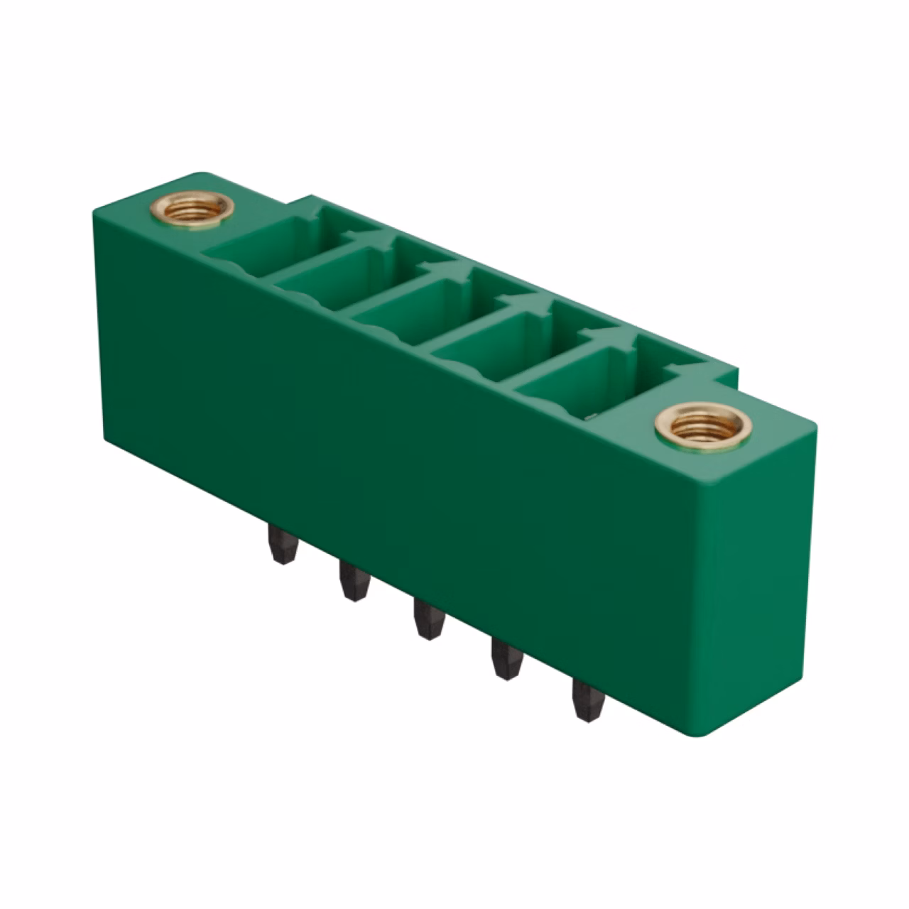 3.81mm Pitch Eurostyle Vertical PCB Header, with Threaded Retention Inserts, Green Housing, 5 Circuits for sale