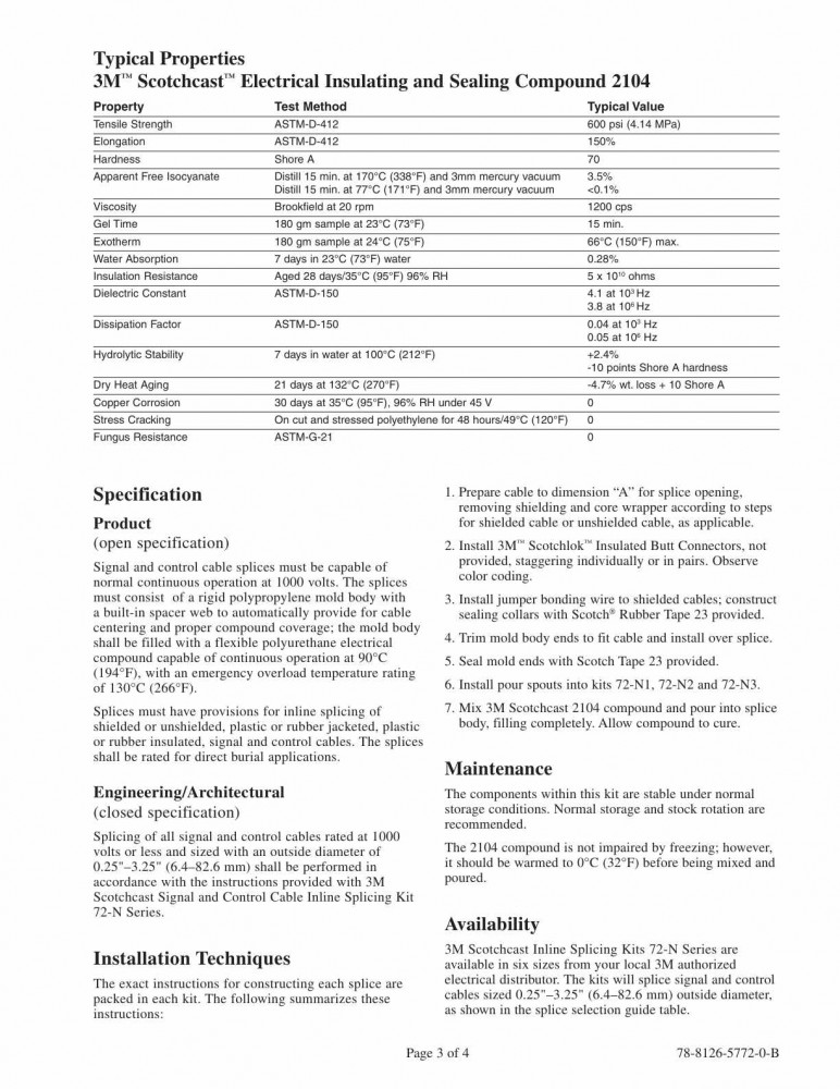 3M Scotchcast 72-N Series datasheet page 3
