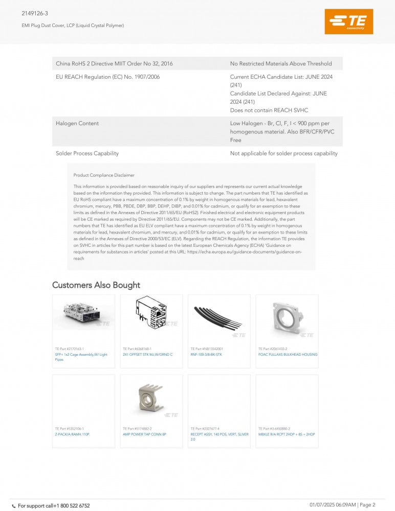 TE Connectivity 2149126-3 technical document preview 2