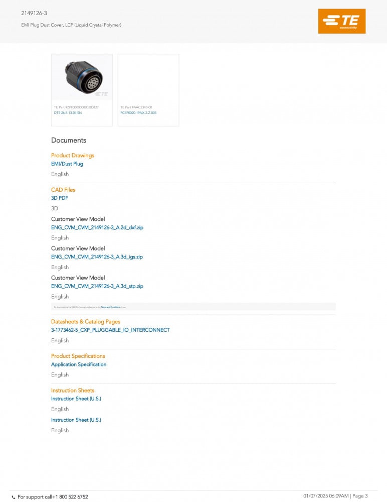 TE Connectivity 2149126-3 technical document preview 3