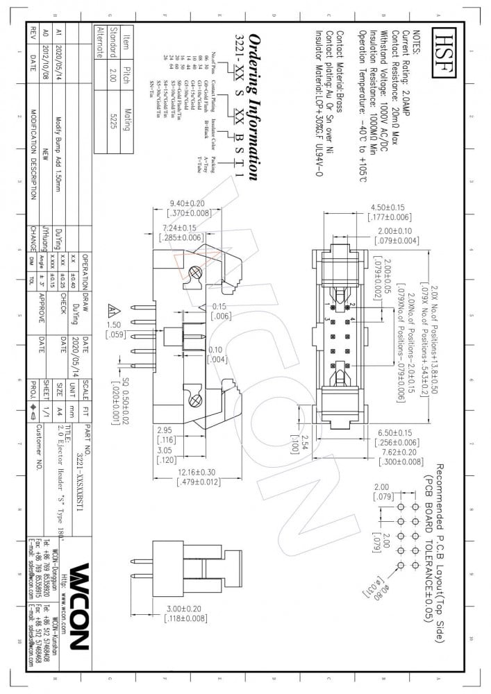 Wcon 3221 series technical drawing preview