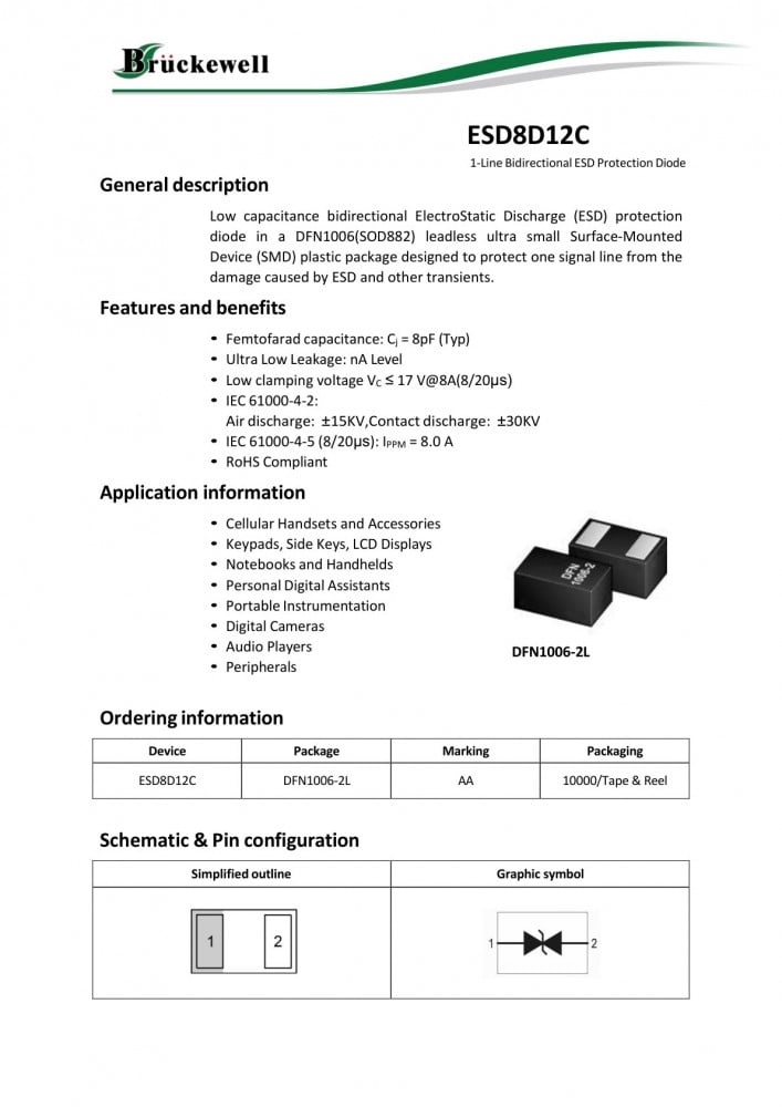 ESD8D12C datasheet page 1