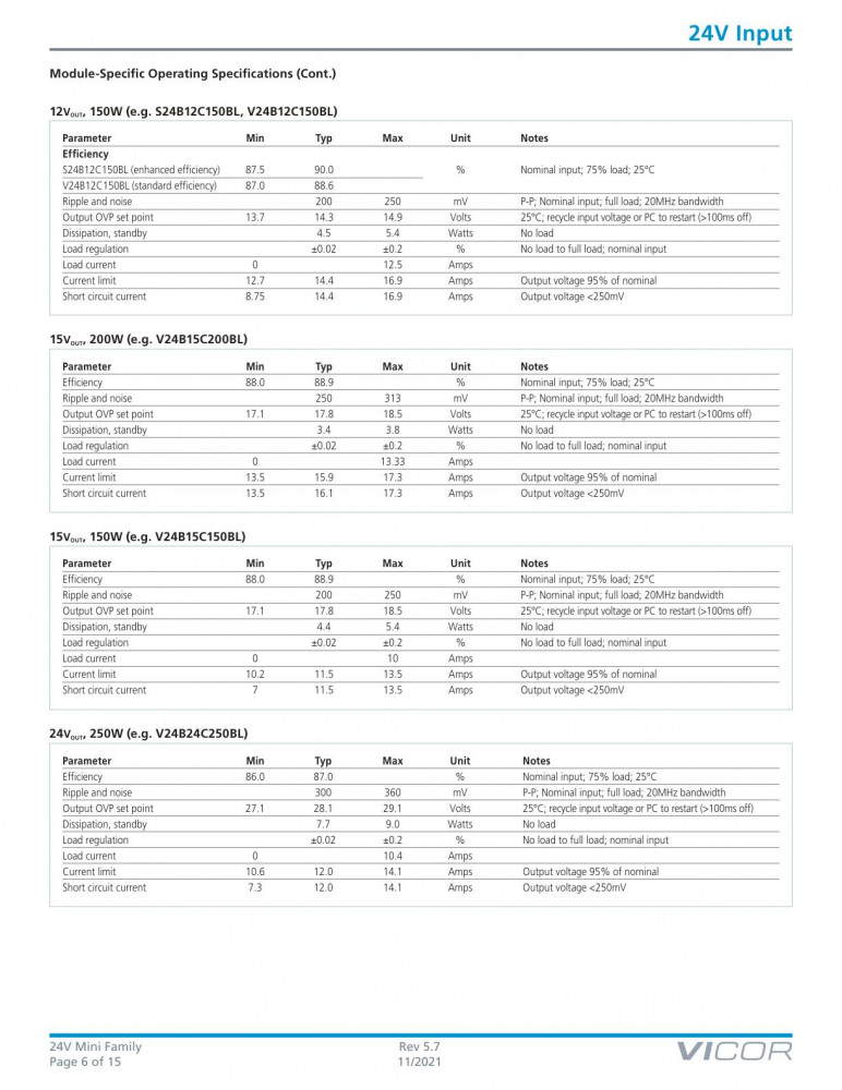 VICOR product documentation page 6