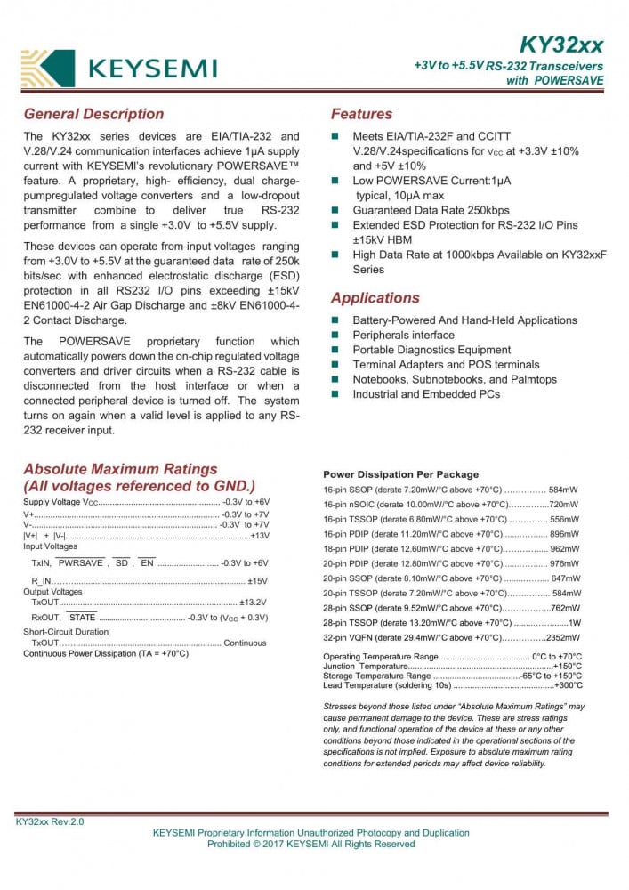 KY3232LEEN datasheet page 1