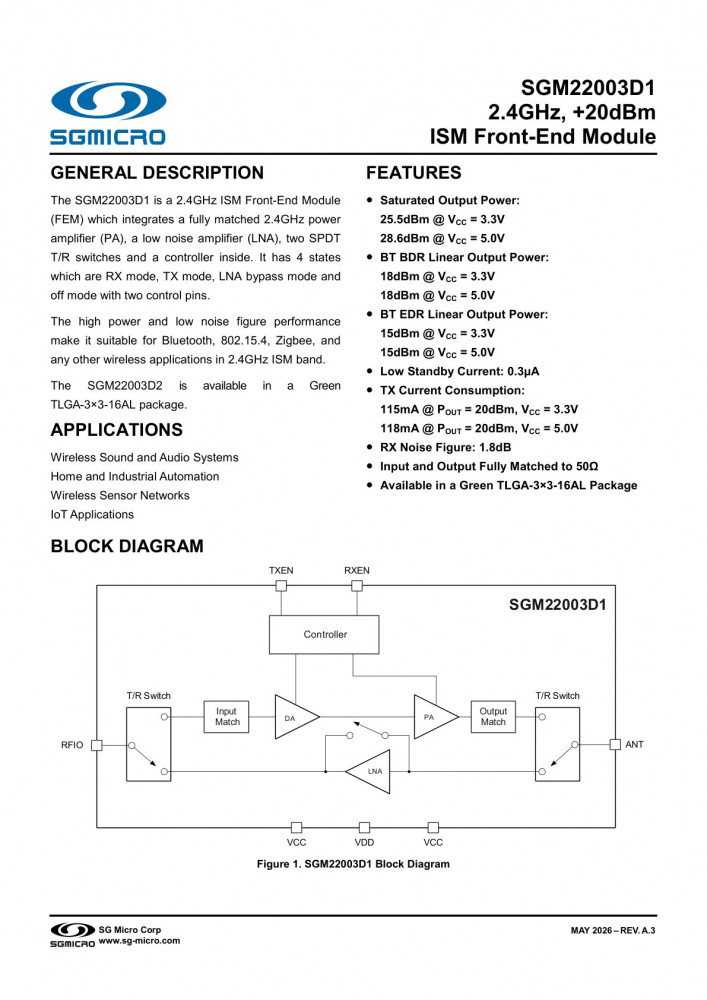 SGM22003D1 datasheet page 1