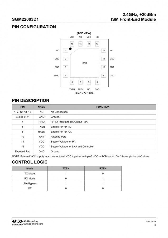 SGM22003D1 datasheet page 3