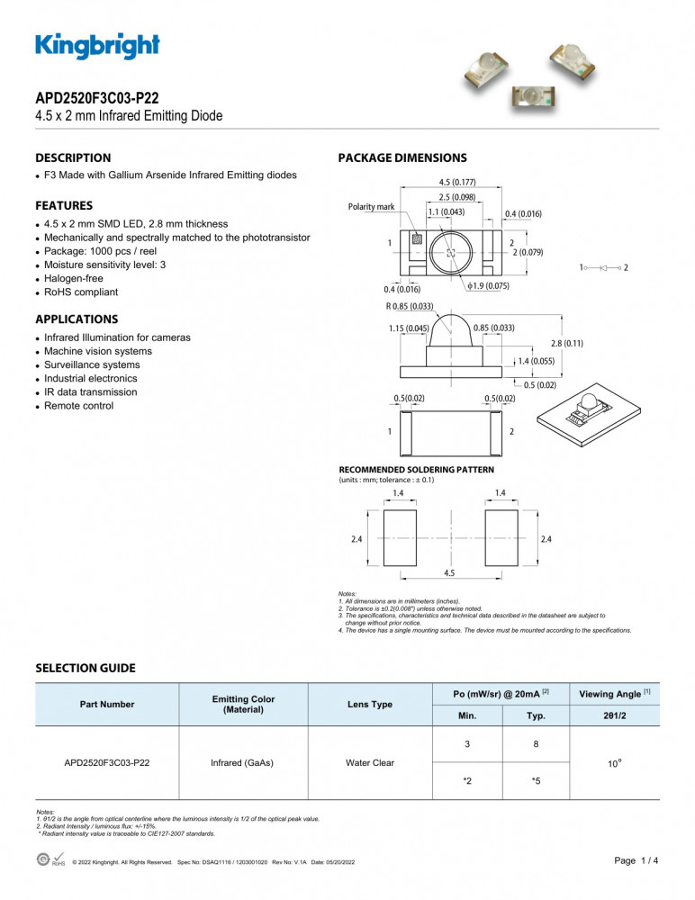 APD2520F3C03-P22 datasheet page 1