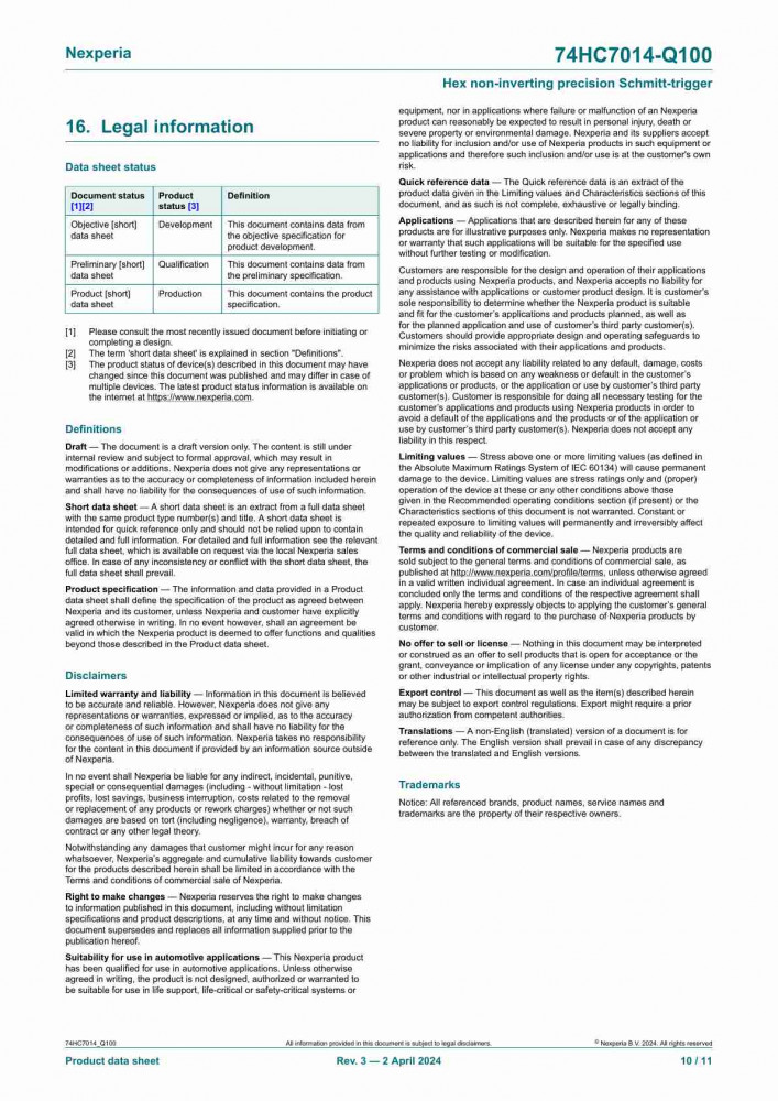 74HC7014D-Q100J datasheet page 10