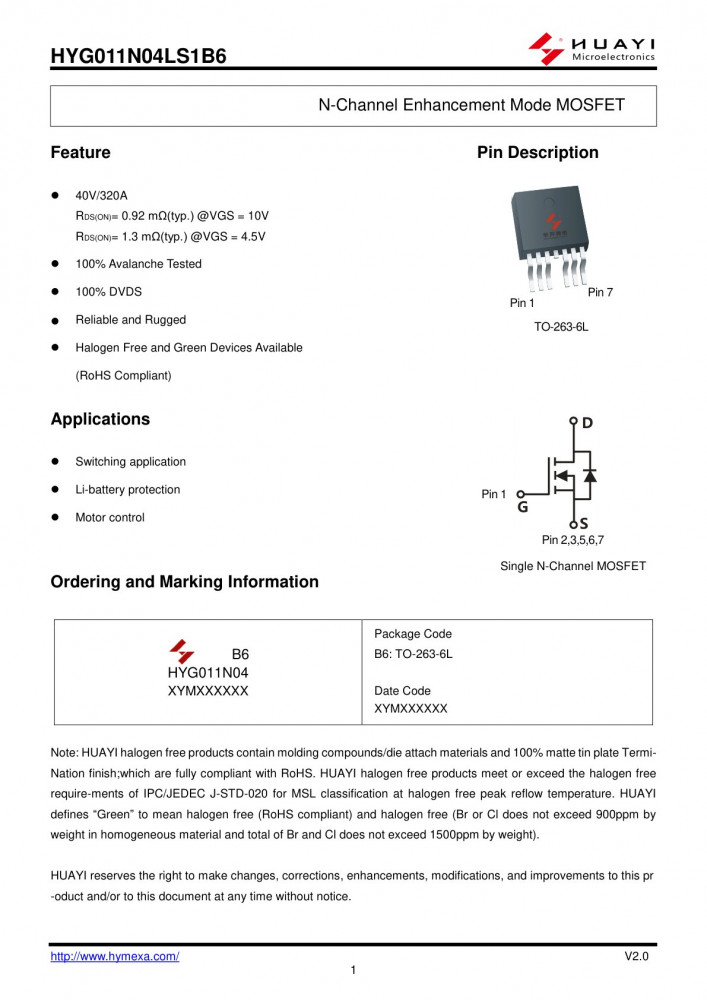 HYG011N04LS1B6 datasheet page 1