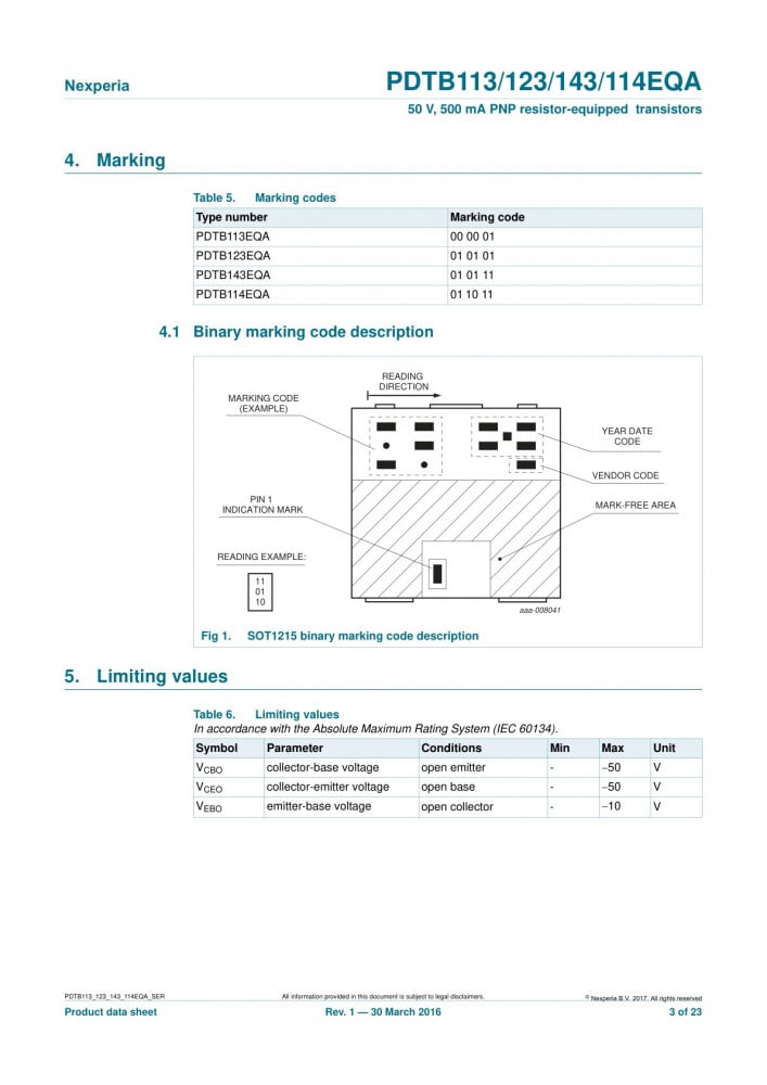 PDTB113EQA datasheet page 3