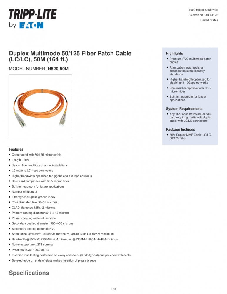N520-50M technical document page 1