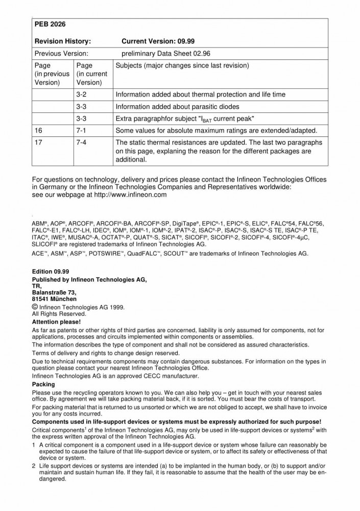 PEB2026 datasheet page 2