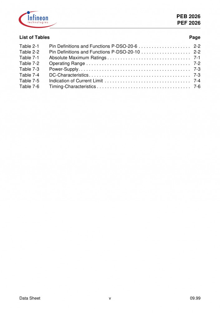 PEB2026 datasheet page 5