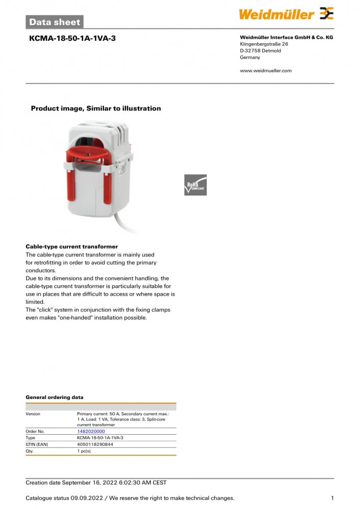 WEIDMULLER 1482020000 documentation page 1