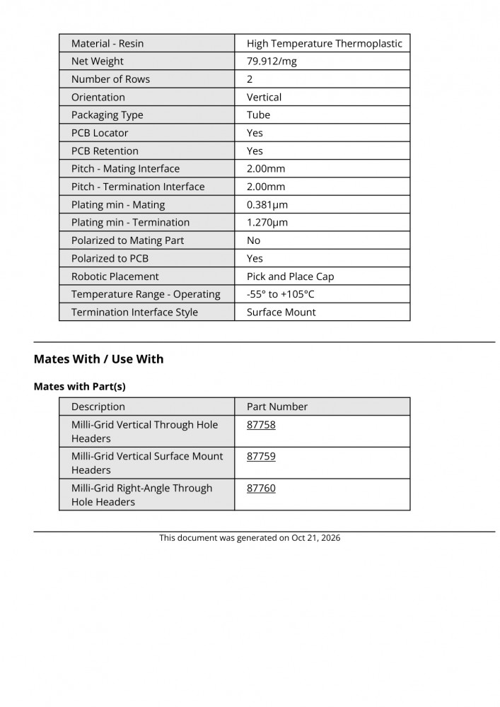 MOLEX 872630403 technical document preview, page 3