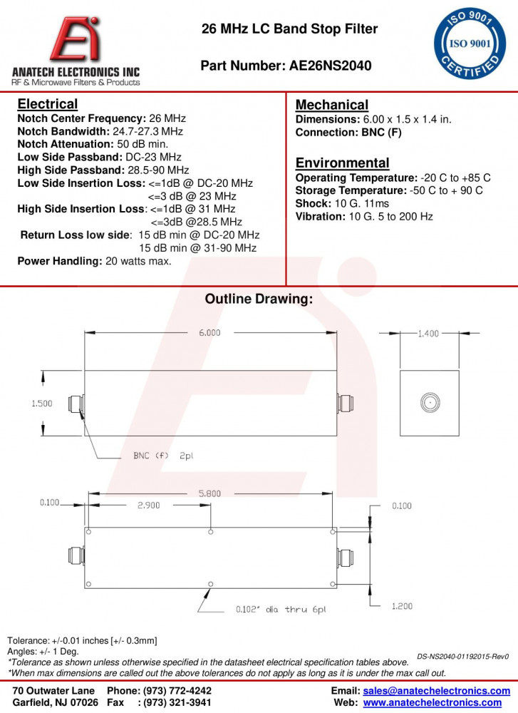 AE26NS2040 datasheet page 1