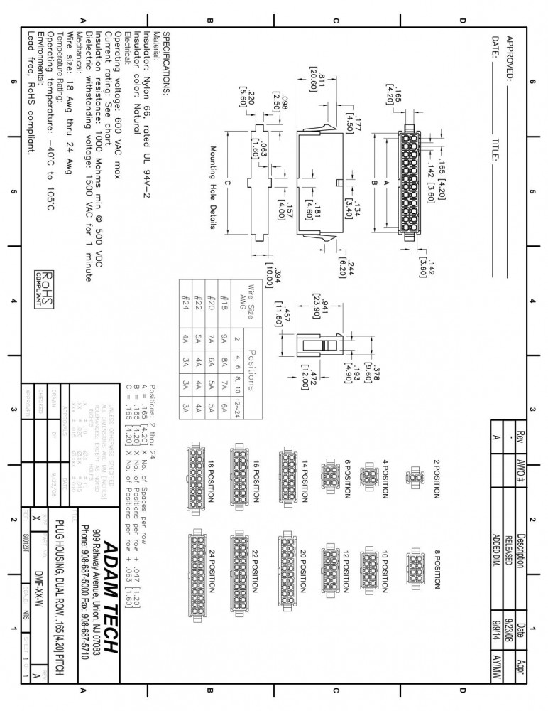 ADAM TECH DMF-06-W technical drawing
